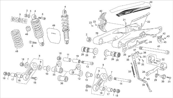 Sherco. 04 - Rear Shock - Swingarm - , Sherco