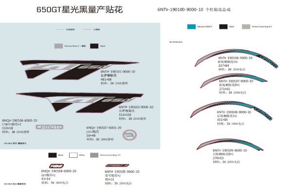 CFMOTO. F19-2-A - Decal Kits(Nebula Black) - , Sherco