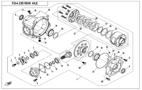 CFMOTO. F33-A-V1 - Rear Axle(With Automatic Differential Lock) - , Sherco