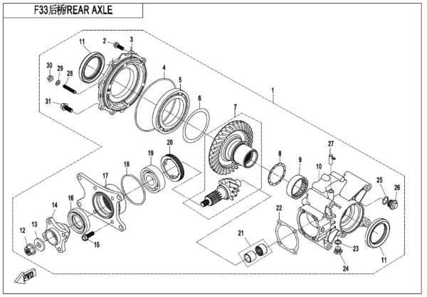 CFMOTO. F33 - Rear Axle - , Sherco
