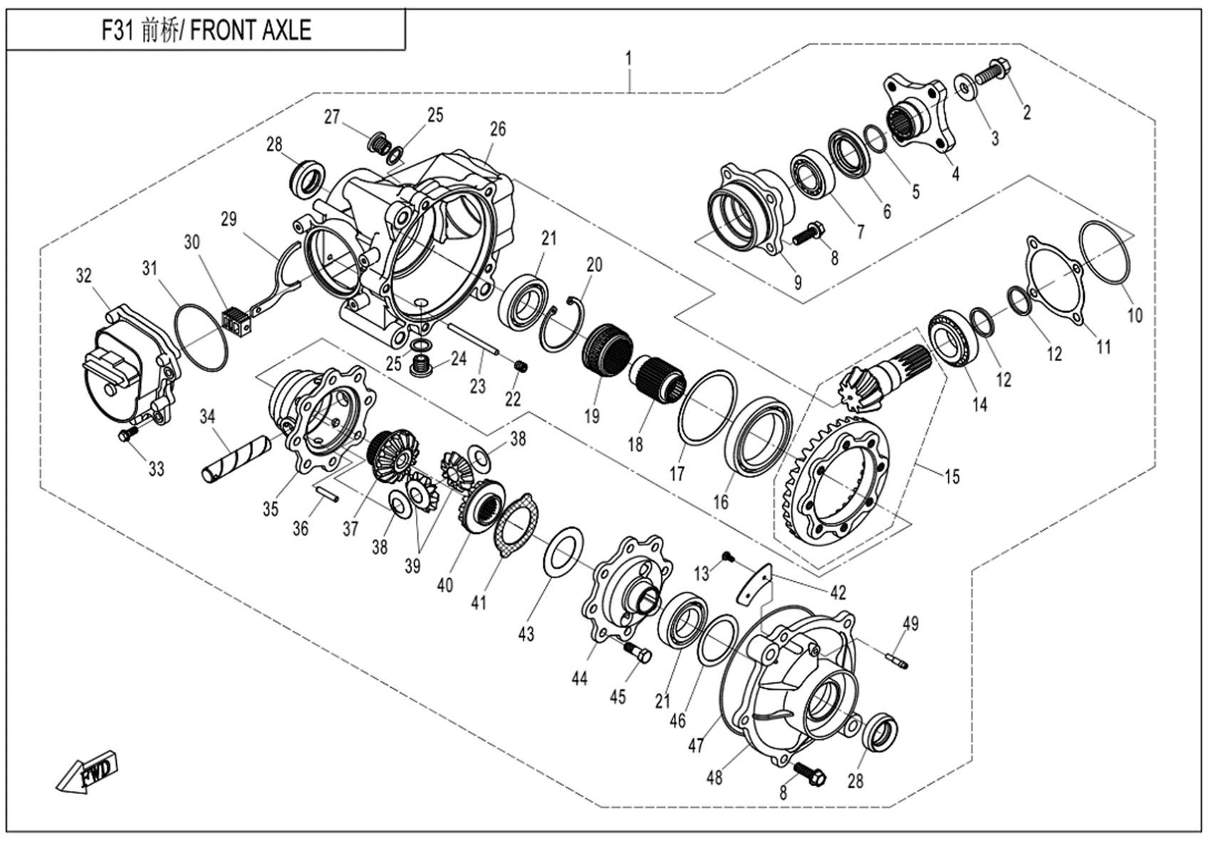 CFMOTO. F31-V1 - Front Axle - , Sherco
