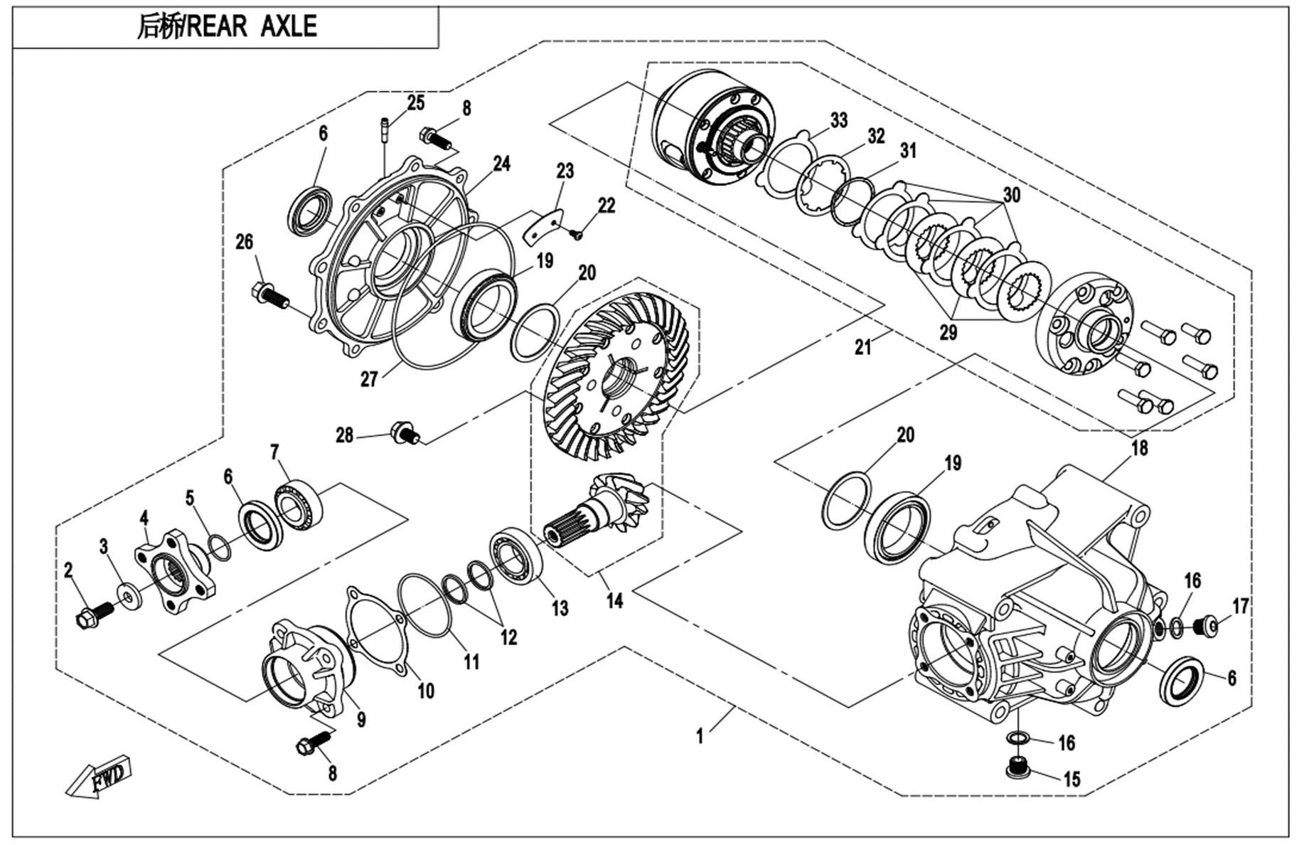 CFMOTO. F33-A - Rear Axle (With Automatic Diff Lock) - , Sherco