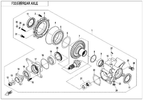 CFMOTO. F33 - Rear Axle - , Sherco