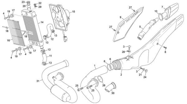 Sherco. 04 - Radiator - Exhaust - , Sherco
