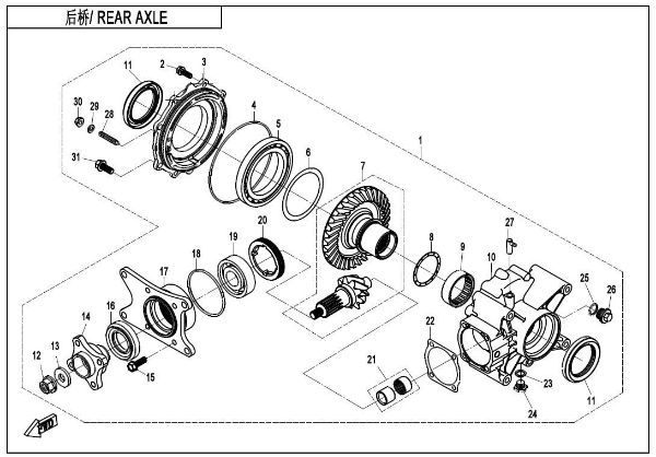 CFMOTO. F33-V2 - Rear Axle - , Sherco