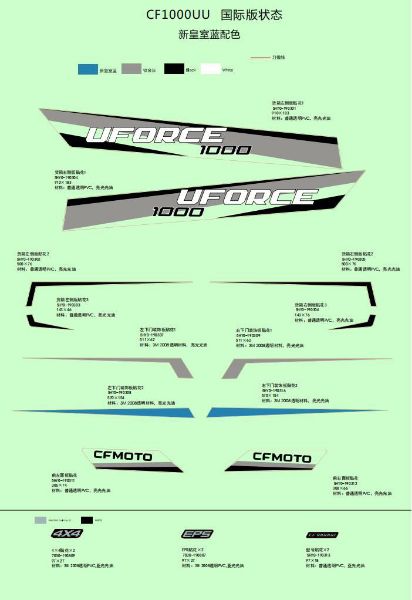 CFMOTO. F19-2-D - Decal Kits (New Royal Blue) - , Sherco