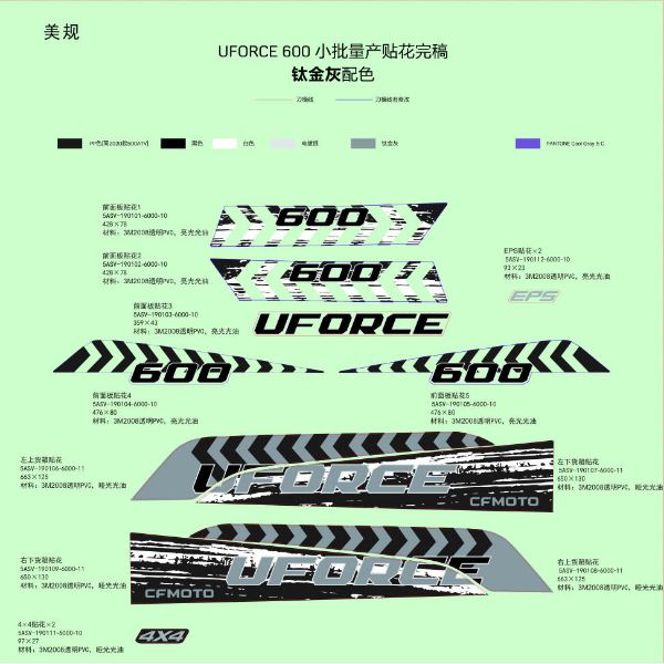 CFMOTO. F19-1-B - Decal Kits(Velocity Grey) - , Sherco