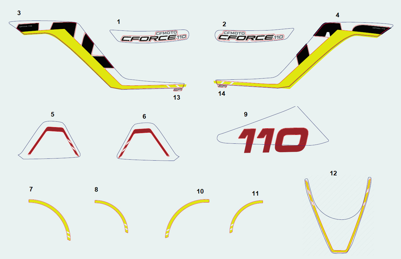 CFMOTO. F19-2-A - Decal Kits (Rocket Red） - , Sherco