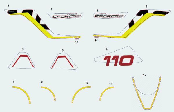 CFMOTO. F19-2-A - Decal Kits (Rocket Red） - , Sherco