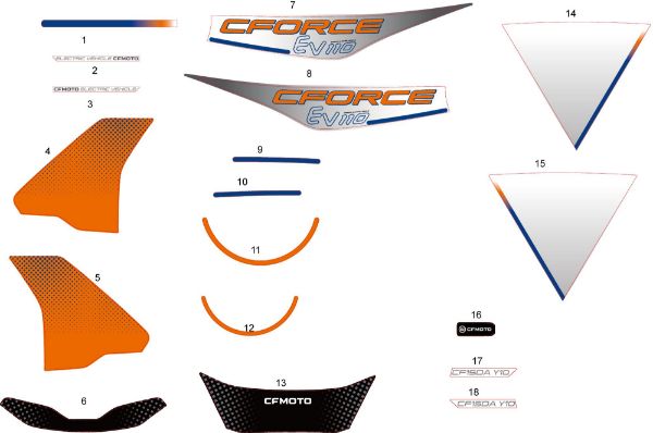 CFMoto. F19-2-A-Decal Kits(Eu,Cm Injected Pearl White, Lava Orange ...
