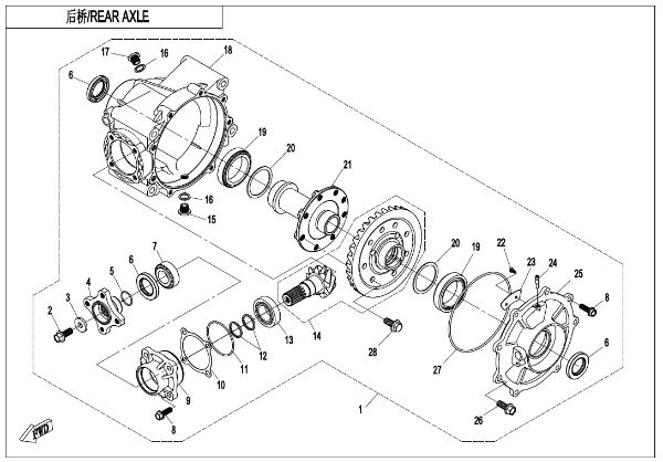 CFMOTO. F33-B-V1 - Rear Axle(Without Differential) - , Sherco