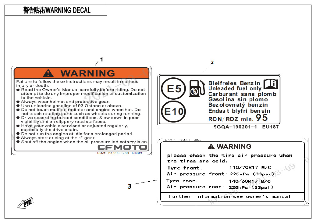 CFMOTO. F19-1-V2 - Warning Decal - , Sherco