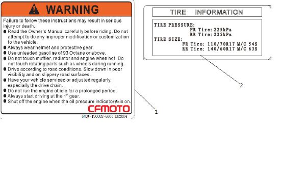 CFMOTO. F19-1-V2 - Warning Decal - , Sherco