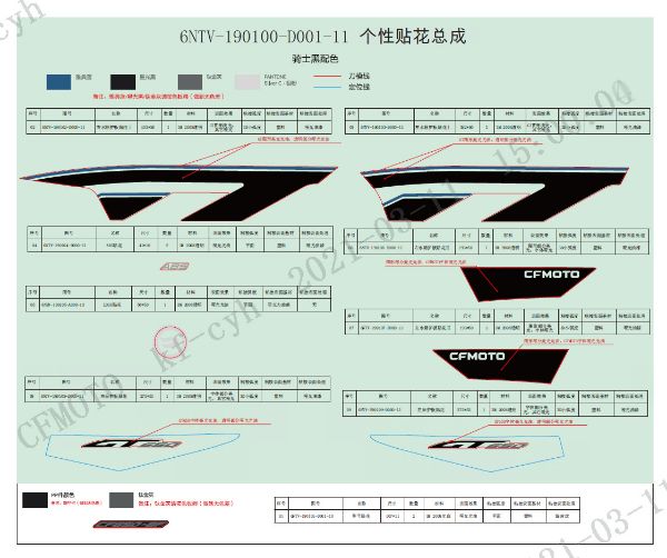CFMOTO. F19-2-C - Decal Kits (Knight Black) - , Sherco