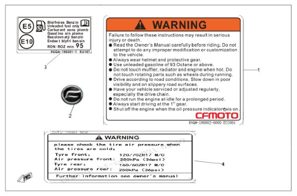 CFMOTO. F19-1-V2 - Warning Decal - , Sherco