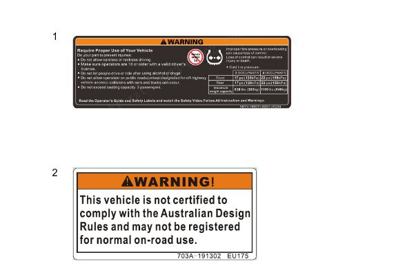 CFMOTO. F19-5 - Safety Warning Label - , Sherco