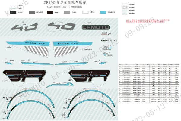 CFMOTO. F19-A - Decal Kits(Nebula Black) - , Sherco