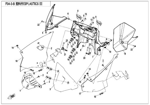 CFMOTO. F04-3-B - Plastics 3(Big Windshield) - , Sherco