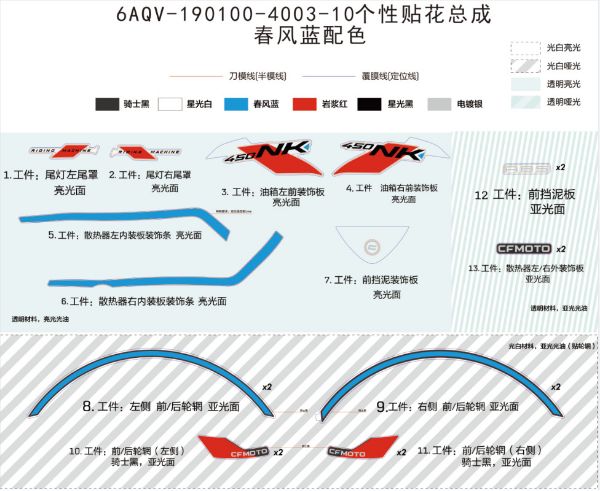 CFMOTO. F19-B - Decal Kits(Zephyr Blue) - , Sherco