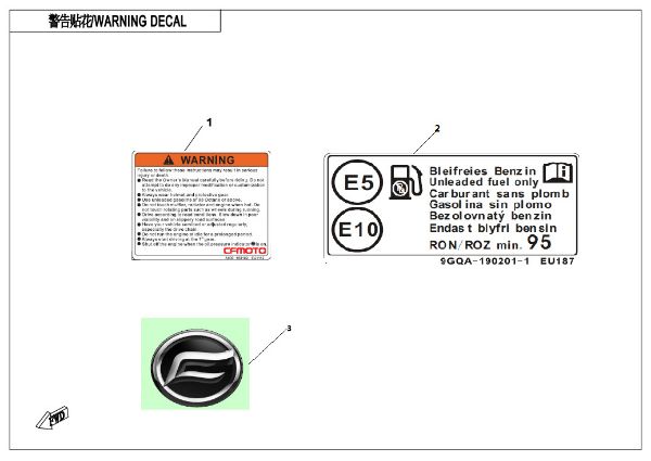 CFMOTO. F19-A-V2 - Warning Decal - , Sherco