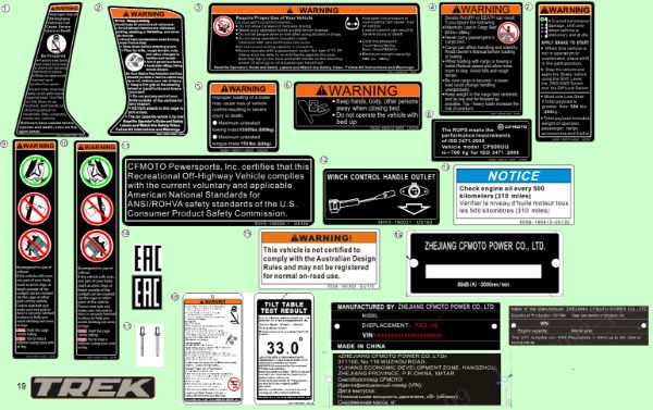 CFMOTO. F19-2-A-V5 - Warning Decal(International) - , Sherco