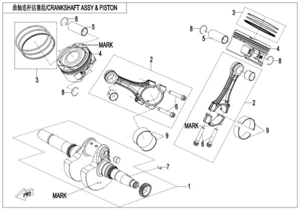 CFMOTO. E04 - Crankshaft @^ Connecting Rod @^ Piston Assy(Horizontally ...