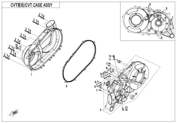 CFMOTO. E01-3 - Cvt Case Assy - , Sherco