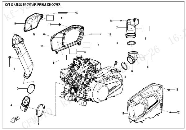CFMOTO. F00-2 - Cvt Air Pipe@^Side Cover - , Sherco