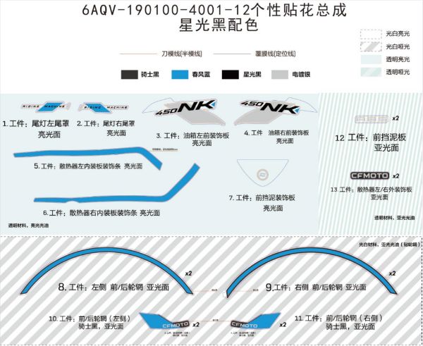 CFMOTO. F19-C - Decal Kits(Nebula Black) - , Sherco