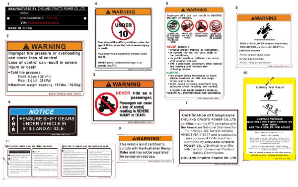 CFMOTO. F19-1-E-V3 - Warning Decal(Au) - , Sherco